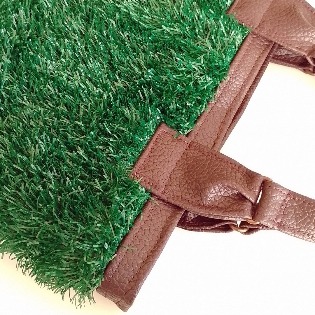 Artificial Turf Bag Hand-sewn MYRNA Grass Bag Artificial Leather Lining ...