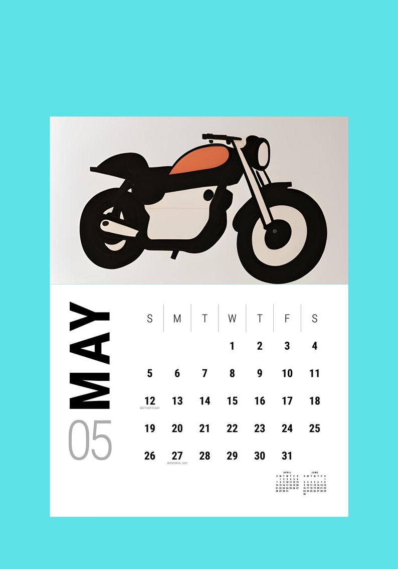 2024 Illustrated Motorcycle Calendar - Etsy