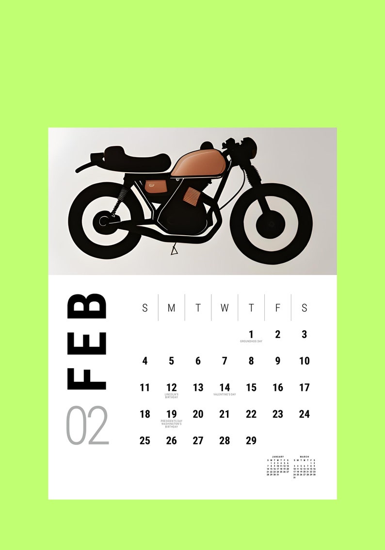 2024 Illustrated Motorcycle Calendar - Etsy
