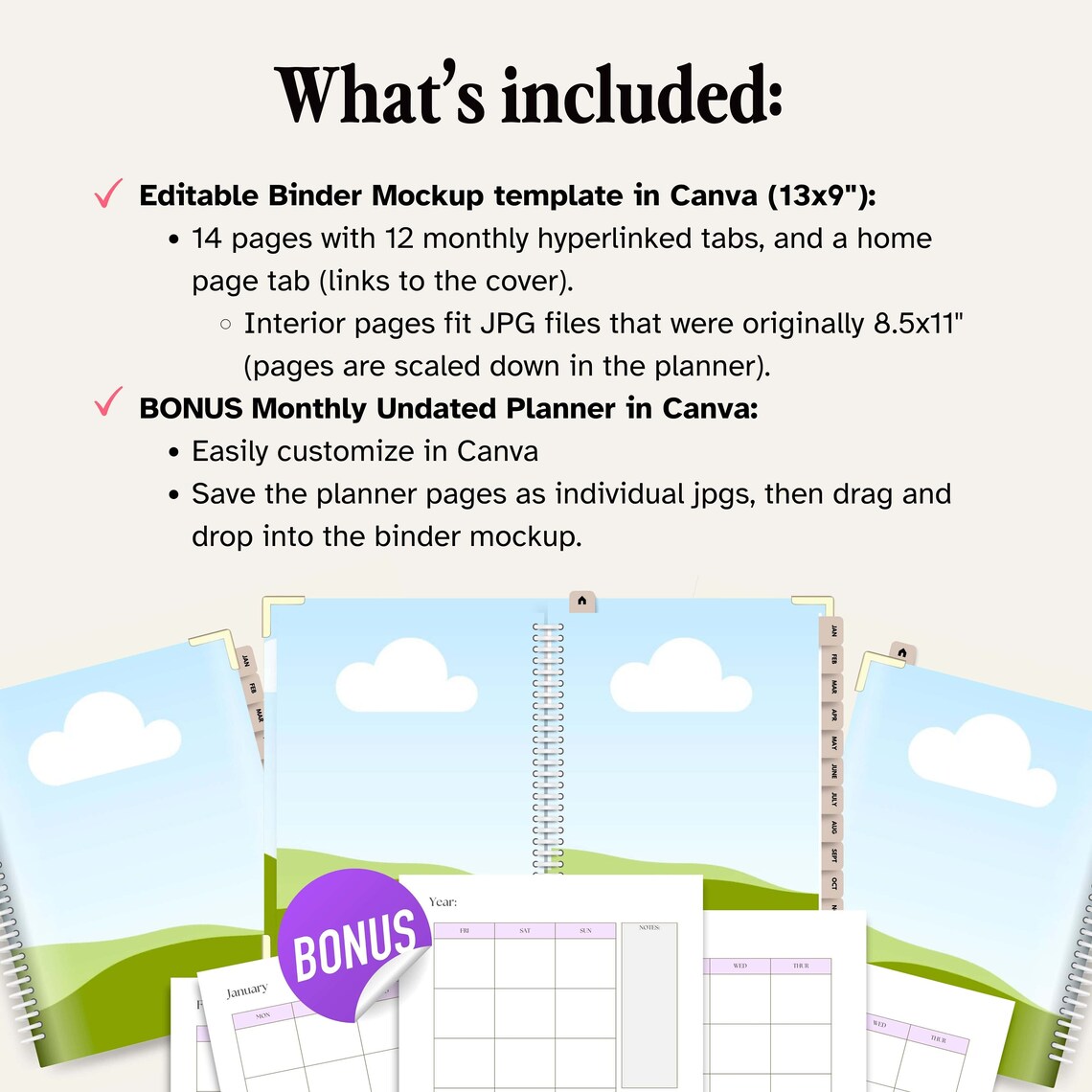 Canva Digital Planner Binder Template, Digital Planner Commercial Use ...