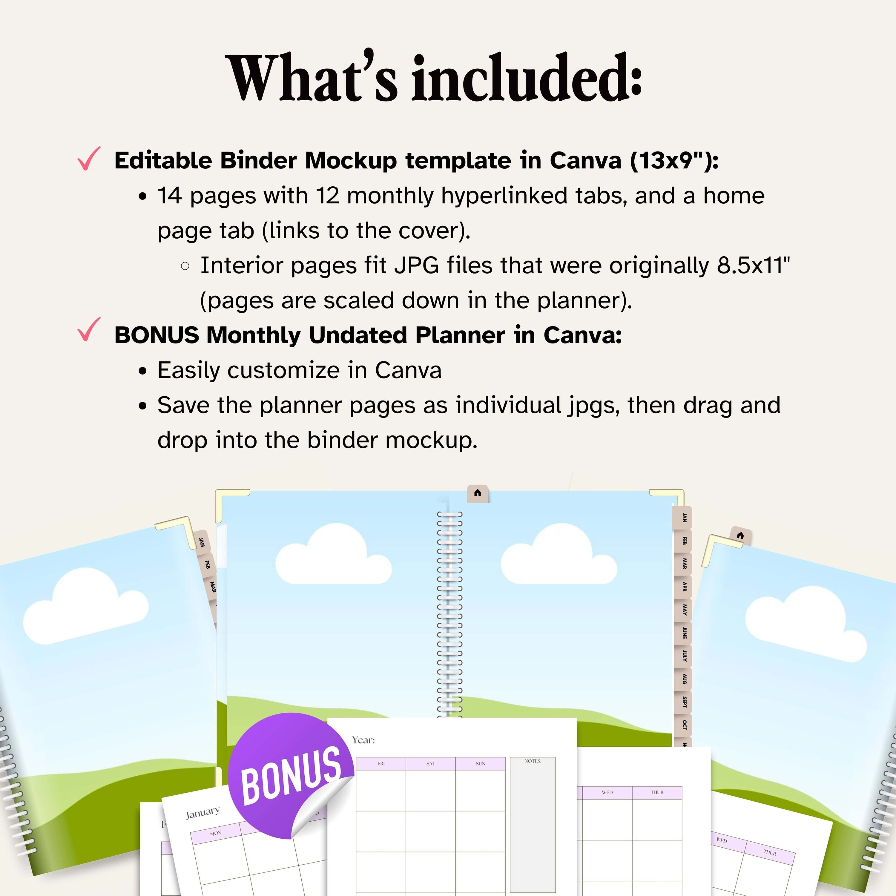 Canva Digital Planner Binder Template, Digital Planner Commercial Use ...