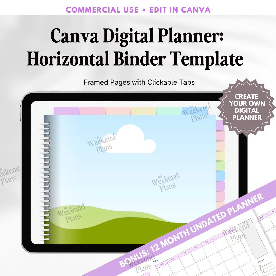 Canva Frame PLR Planner Binder Template, Digital Planner Commercial Use ...