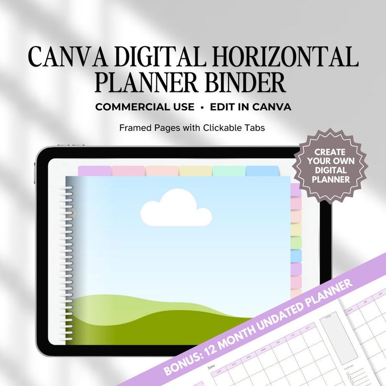 Canva Frame PLR Planner Binder Template, Digital Planner Commercial Use, Create Your Own Custom ...