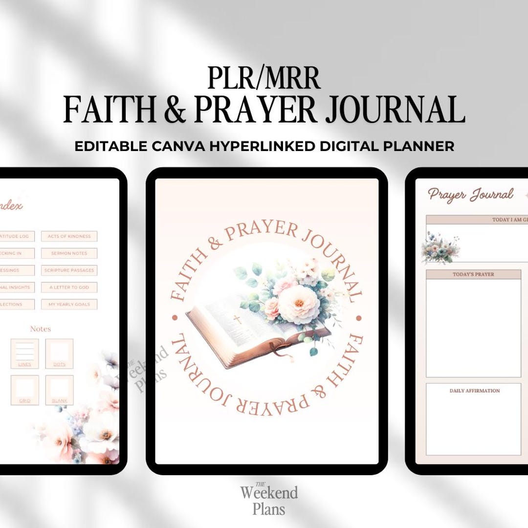 Faith & Prayer Digital Journal | PLR Digital Planner to Resell | Daily ...