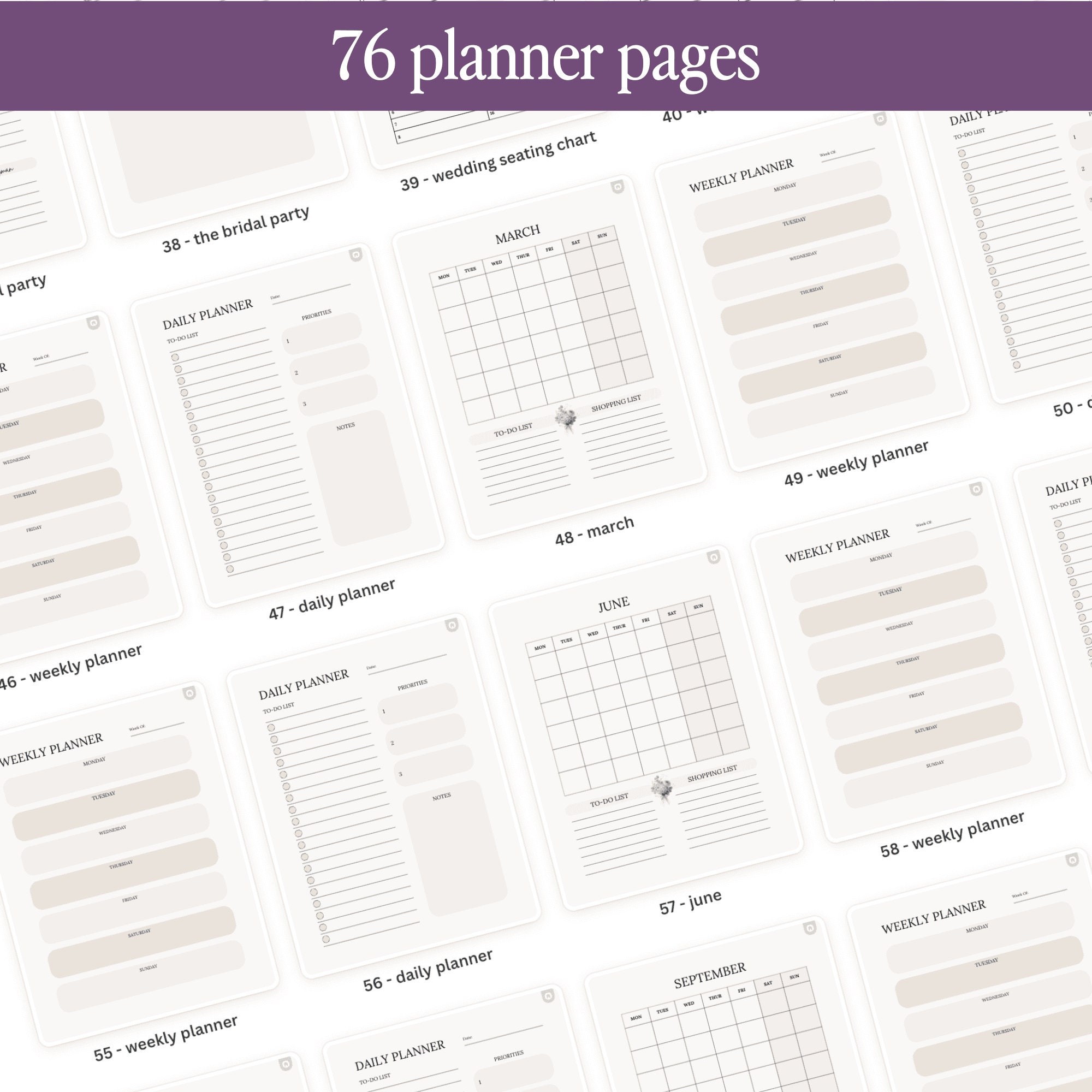 Wedding Planner | PLR Digital Planner to Resell | Undated Daily, Weekly ...
