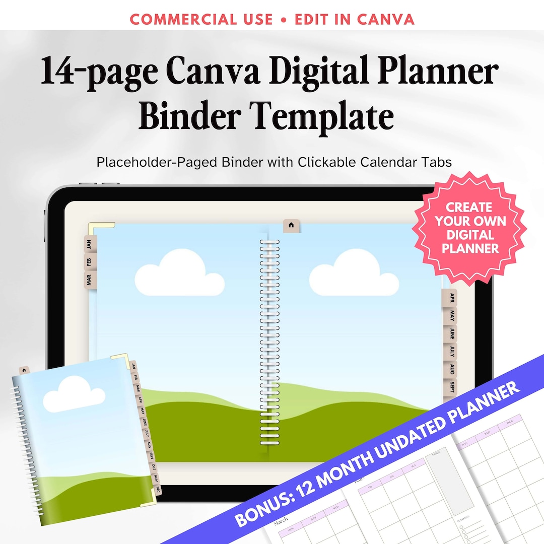 Canva Digital Planner Binder Template, Digital Planner Commercial Use ...