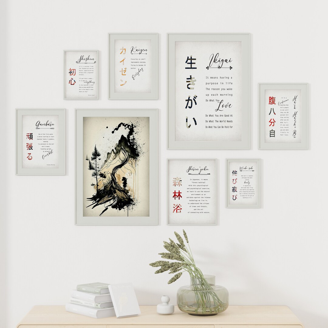 Japanese Philosophy Wall Art Prints, Ikigai, Wabi-sabi (digital ...