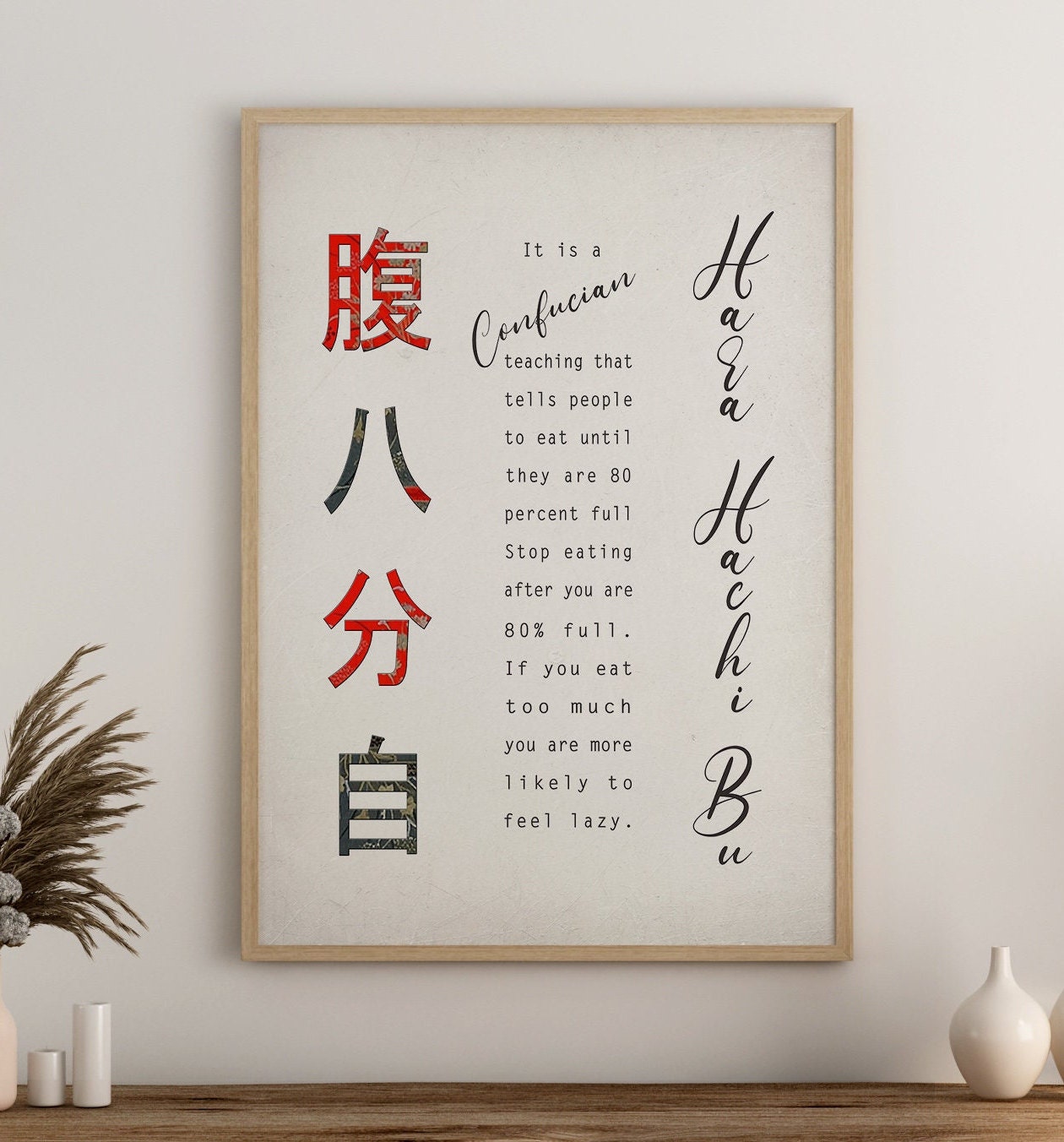 Hara Hachi Bu Japanese Philosophy Wall Art, Japanese Word Prints, İnspirational Affirmation ...