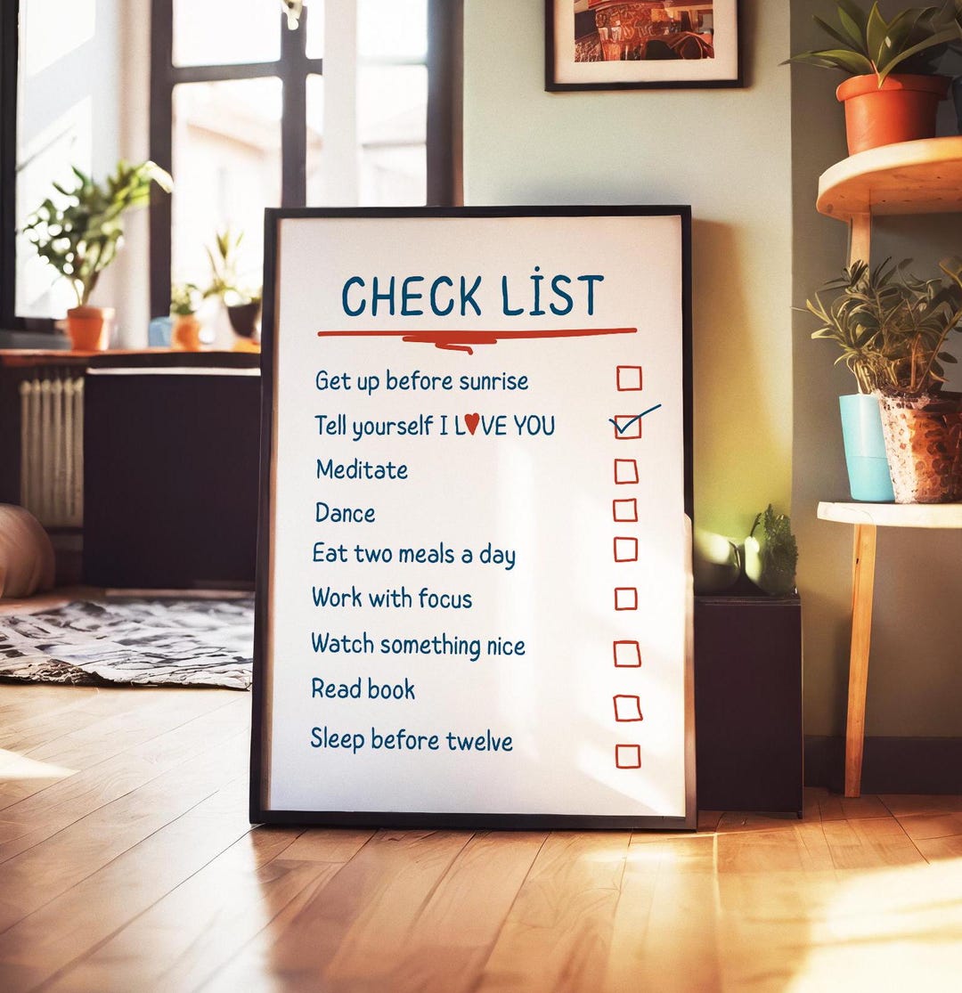 Check List Print, Daily to Do List Wall Art, Check List Daily Planner ...