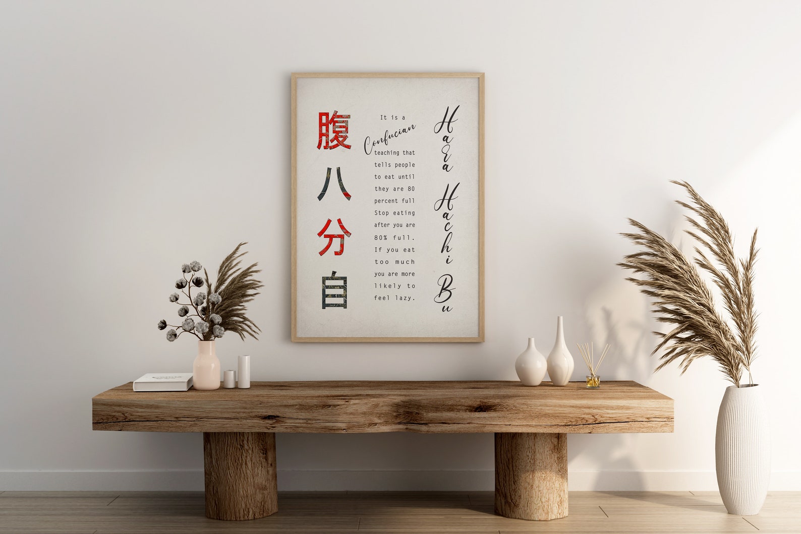 Hara Hachi Bu Japanese Philosophy Print, Positive Affirmation Wall ...