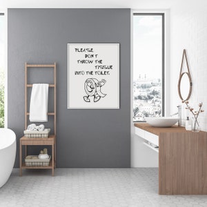 Bathroom Wall Art Minimalist Poster, Don't Throw the Tissue Quote ...