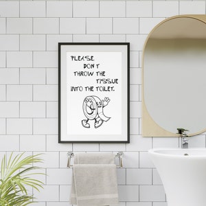 Bathroom Wall Art Minimalist Poster, Don't Throw the Tissue Quote ...