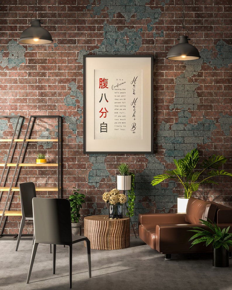 Hara Hachi Bu Japanese Philosophy Print, Positive Affirmation Wall ...