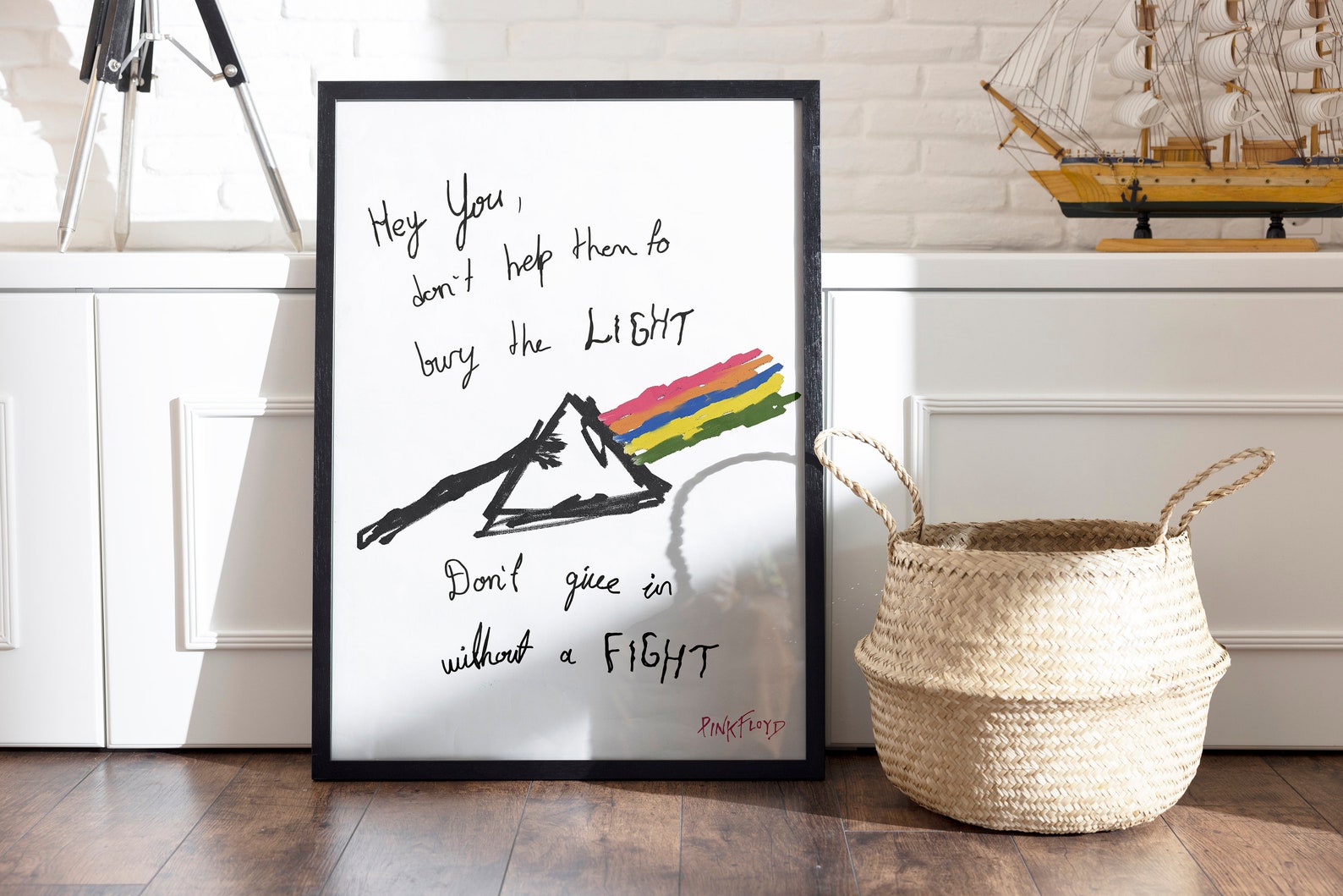 Pink Floyd Poster, Hey You Lyrics Quote Wall Art, Pink Floyd Quote Wall Art, Handdrawn ...