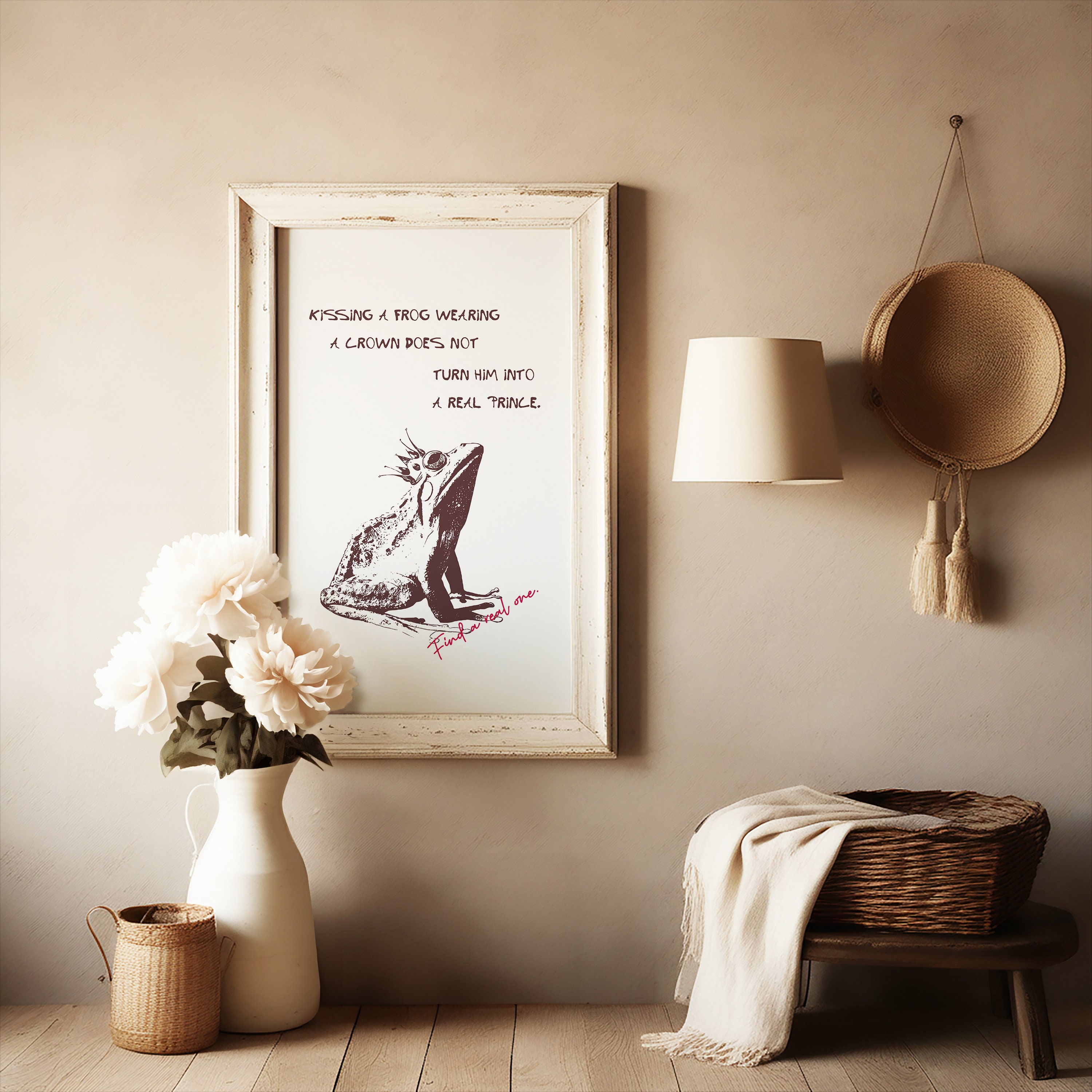 Vintage Crowned Frog Wall Art, Girls Room Decor, Preppy Wall Art Dorm ...