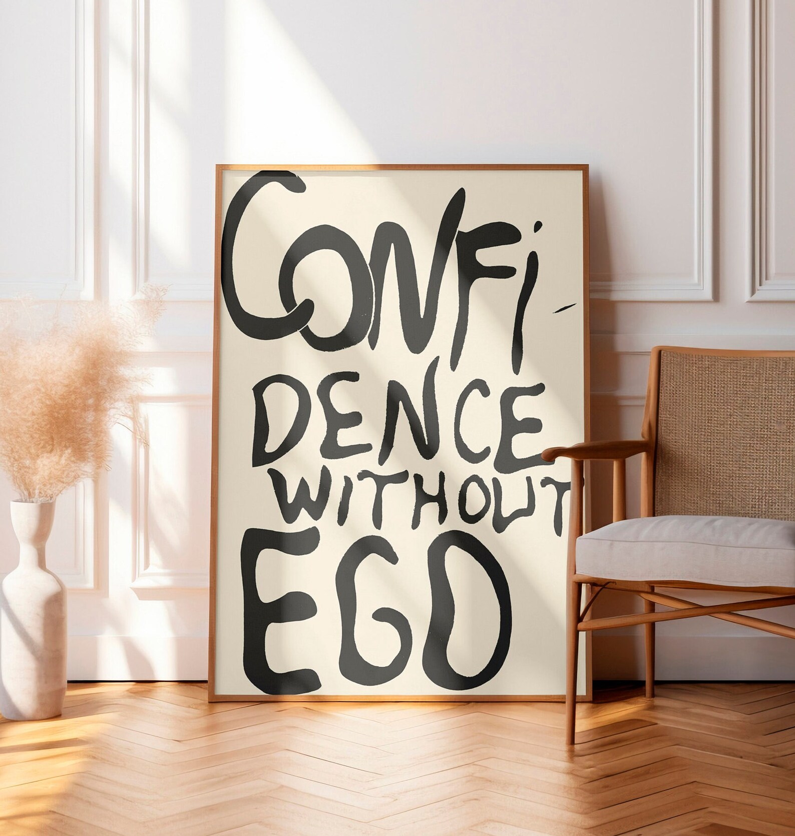 Confidence Without Ego Poster, Typography Wall Art, Boho Abstract ...