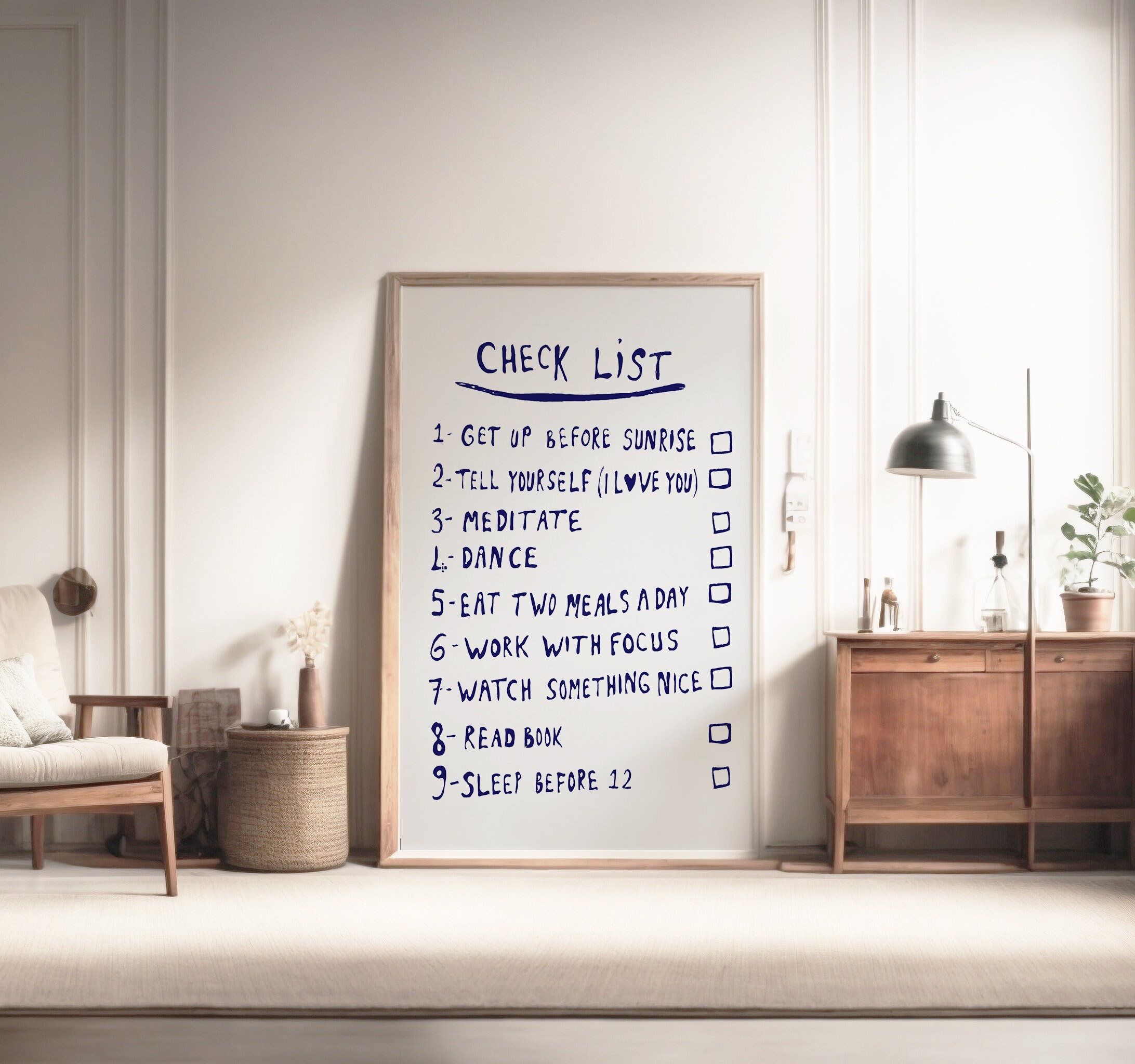 Check List Print, Daily to Do List Wall Art, Check List Daily Planner ...