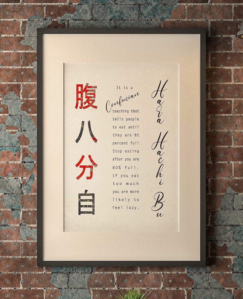 Hara Hachi Bu Japanese Philosophy Print, Positive Affirmation Wall ...