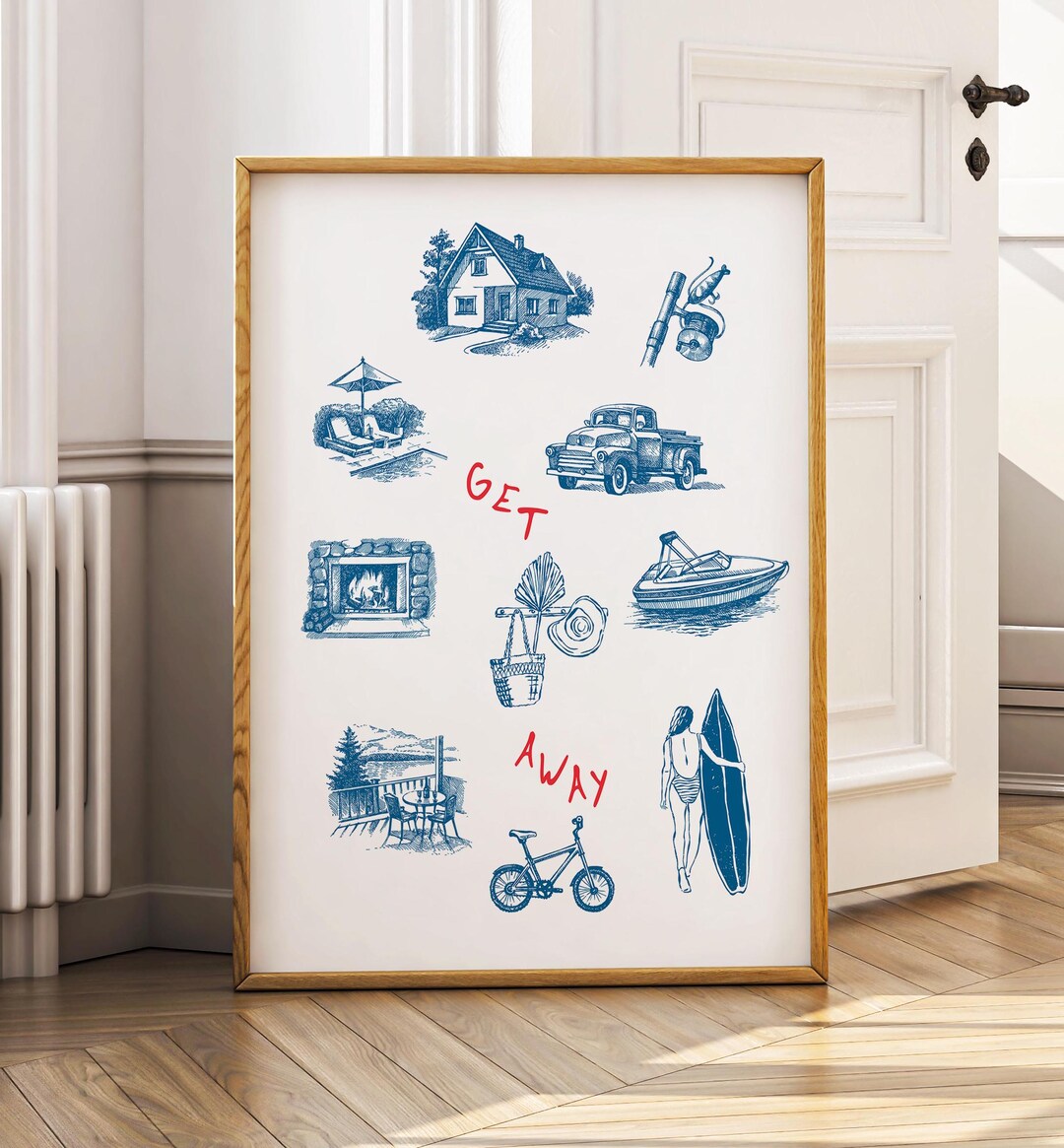 Vintage Getaway Wall Art - Rustic Cottage Decor With Retro ...