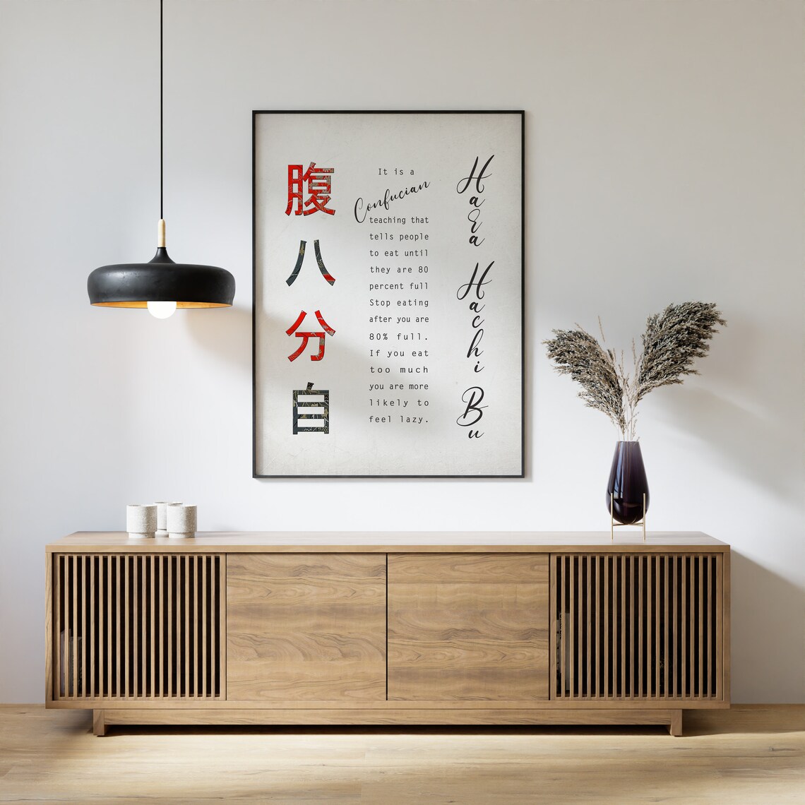 Hara Hachi Bu Japanese Philosophy Print, Positive Affirmation Wall ...