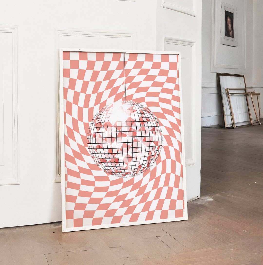 Mirrorball Poster, Disco Ball Decor Groovy Poster, Preppy Room Decor ...