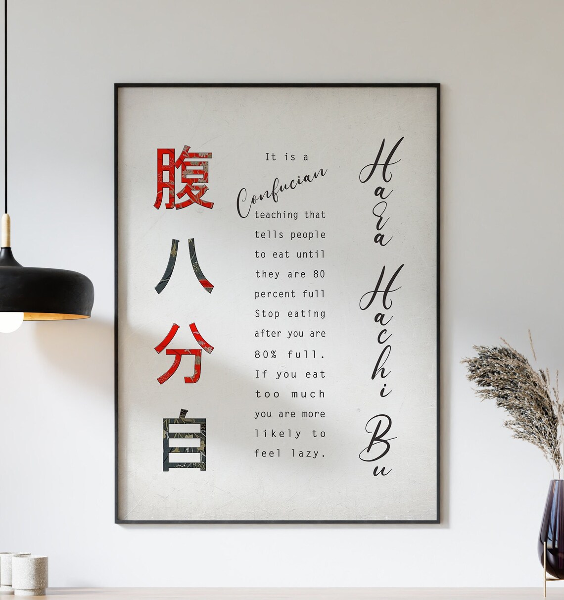 Hara Hachi Bu Japanese Philosophy Print, Positive Affirmation Wall ...