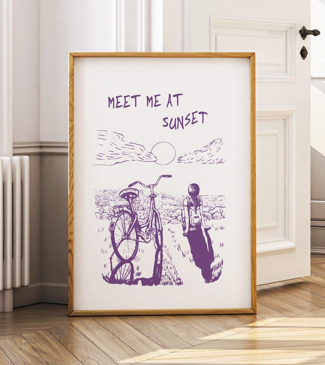 Meet Me at Sunset Print, Hand Drawn Sunset Art (digital Download) - Etsy