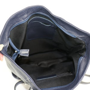 Navy Genuine Italian Pebbled Leather Backpack for Laptop Casual ...