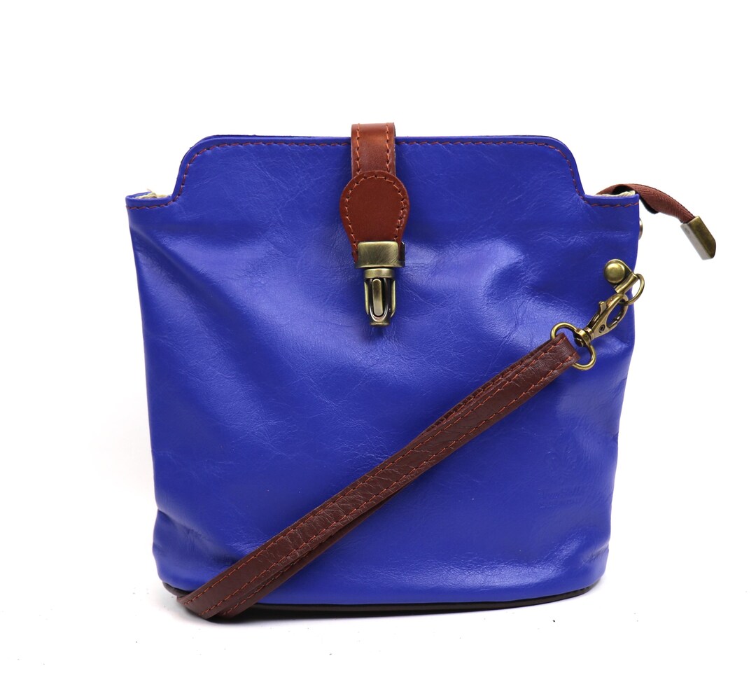 Royal Blue Genuine Italian Leather Handbag With Detachable Straps ...