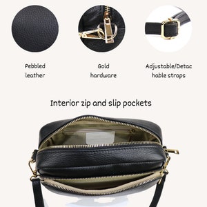 Tan Brown Double Zip Italian Leather Handbag With Detachable Straps ...