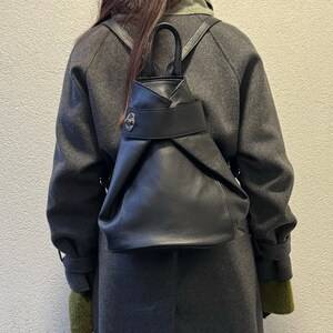 Navy Genuine Italian Pebbled Leather Backpack for Laptop Casual ...