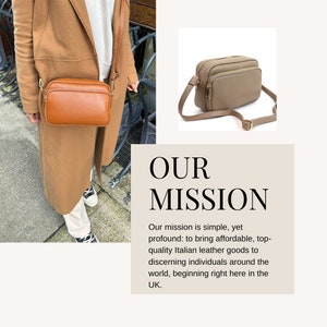 Tan Brown Double Zip Italian Leather Handbag With Detachable Straps ...