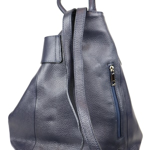 Navy Genuine Italian Pebbled Leather Backpack for Laptop Casual ...