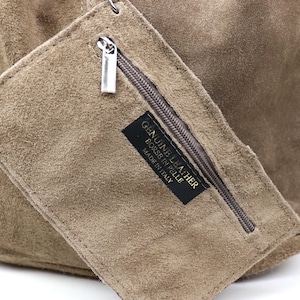 Cali Dark Taupe Genuine Suede Tote Bag Everyday Practical Leather Hobo ...