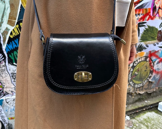 Black Minimalist Leather Womens Bag, Leather Crossbody Bag, Small ...