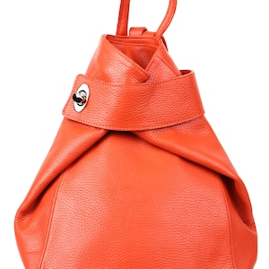 Burnt Orange Genuine Italian Pebbled Leather Backpack Laptop Casual ...