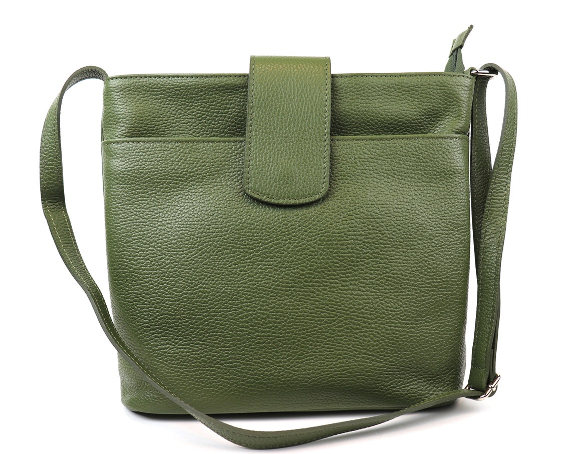 Olive Green Italian Leather Crossbody Bag: Handmade Shoulder Handbag - Etsy