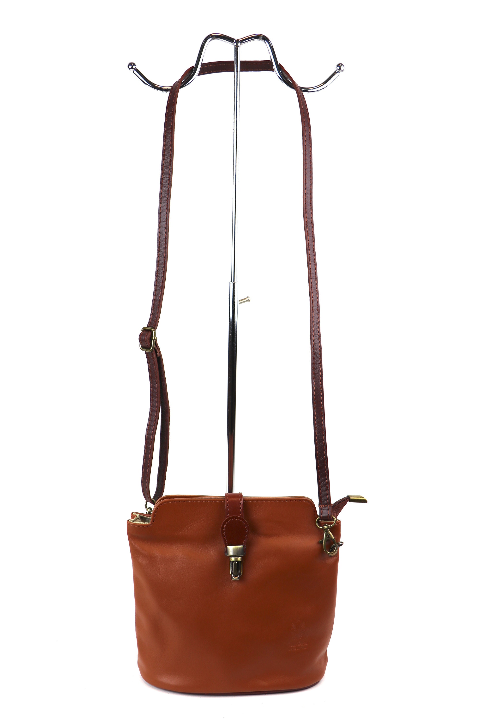 Tan Brown Genuine Italian Leather Handbag With Detachable Straps ...