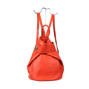 Burnt Orange Genuine Italian Pebbled Leather Backpack Laptop Casual ...