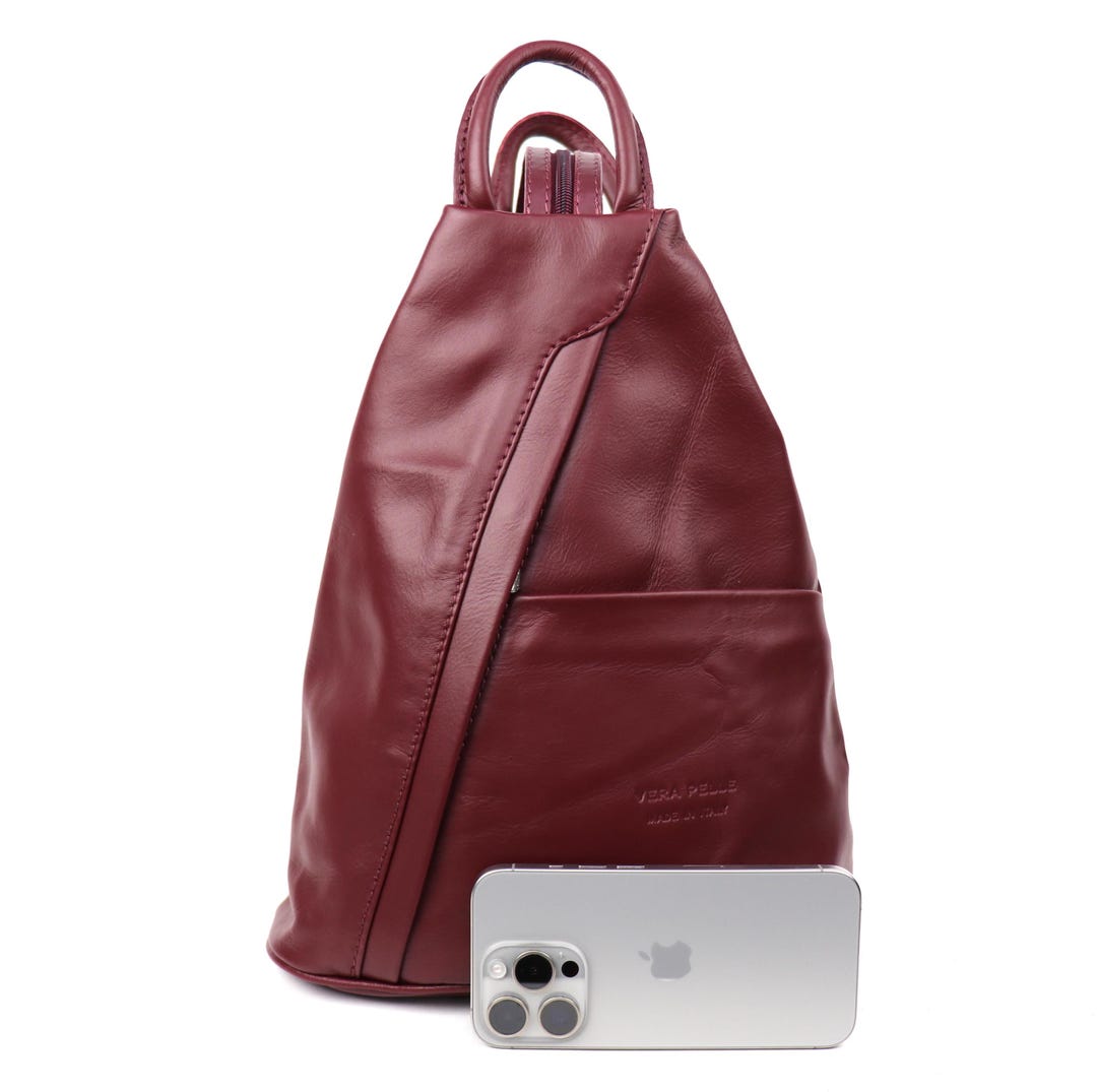 Vera Pelle Burgundy Italian Soft Leather Backpack Handcrafted Genuine ...