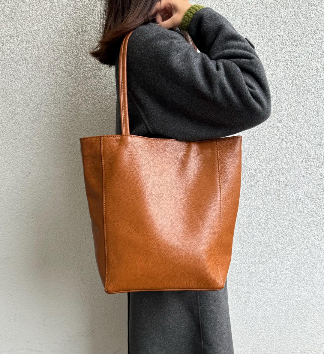 Nova Tan Brown Genuine Italian Leather Shopper Bag Handmade Everyday ...