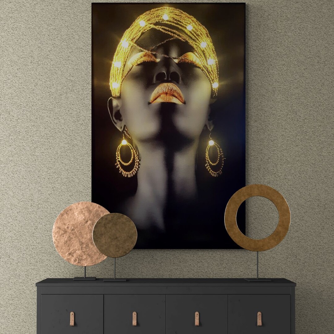 Poster of a Dark-skinned Girl,poster With Miniature Led Lights ...