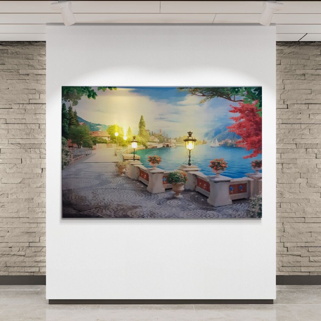 Picture Illuminated by Led/charming Seascape and Picturesque Promenade ...