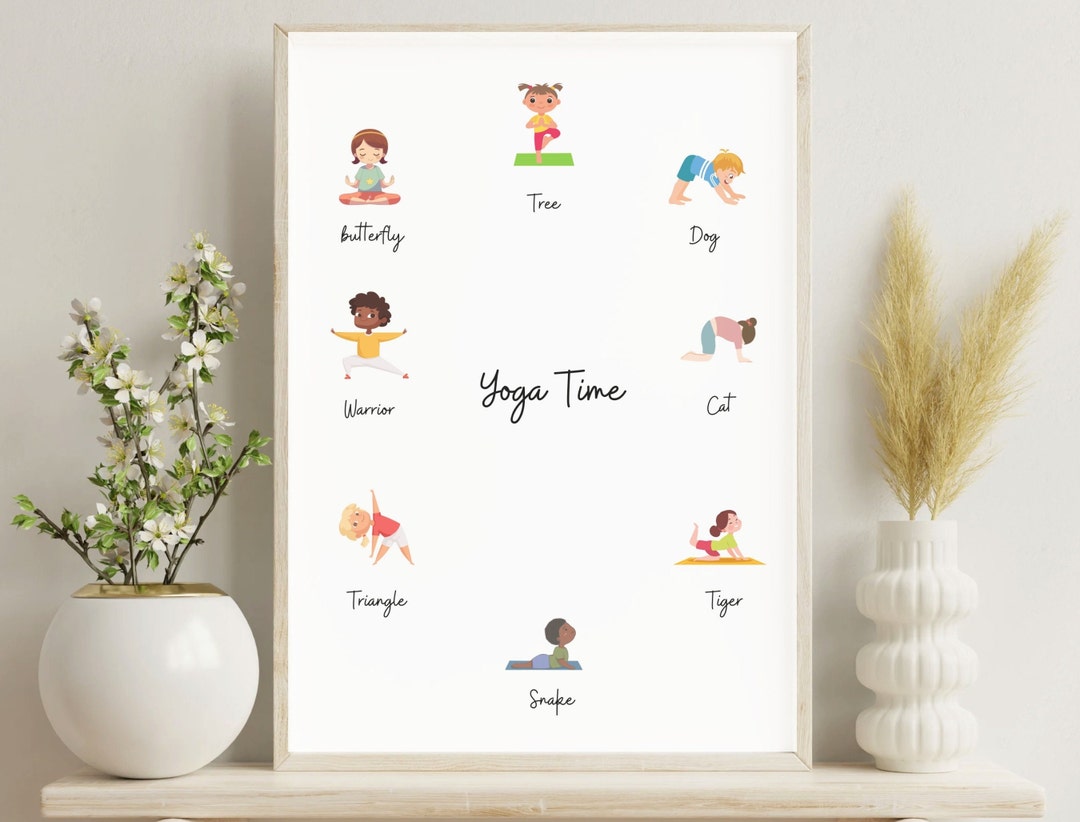 KIDS YOGA POSES, Montessori Room Decor, Kids Room Art, Mindfulness for ...