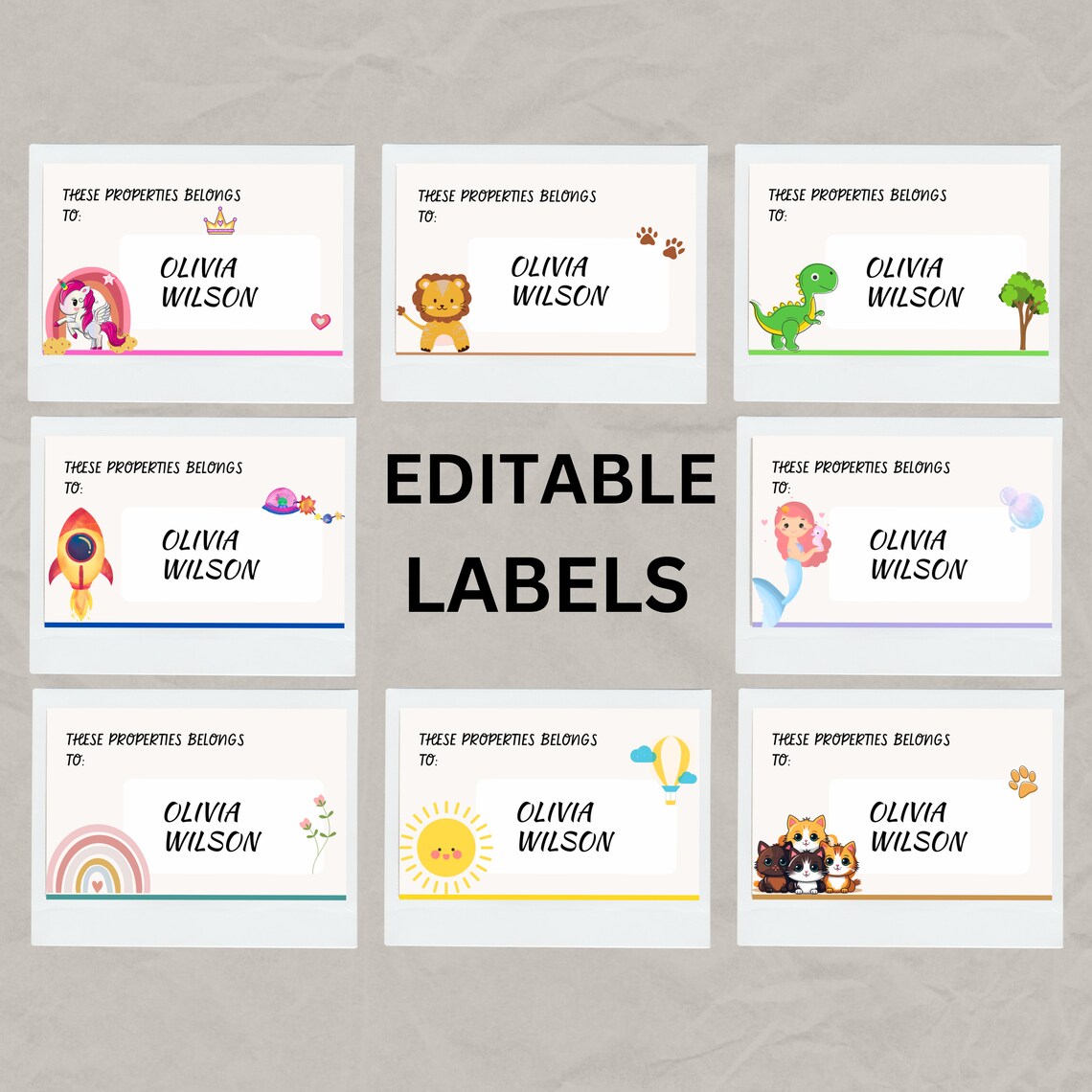Editable Name Tags for School INSTANT Download CUTE Name Cards Kids ...
