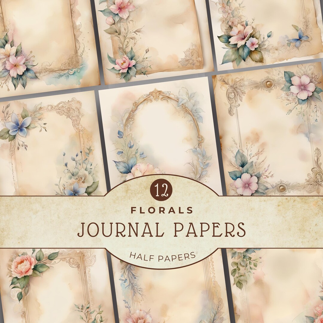 Vintage Flower Digital Scrapbooking Papers, Decorative Floral ...