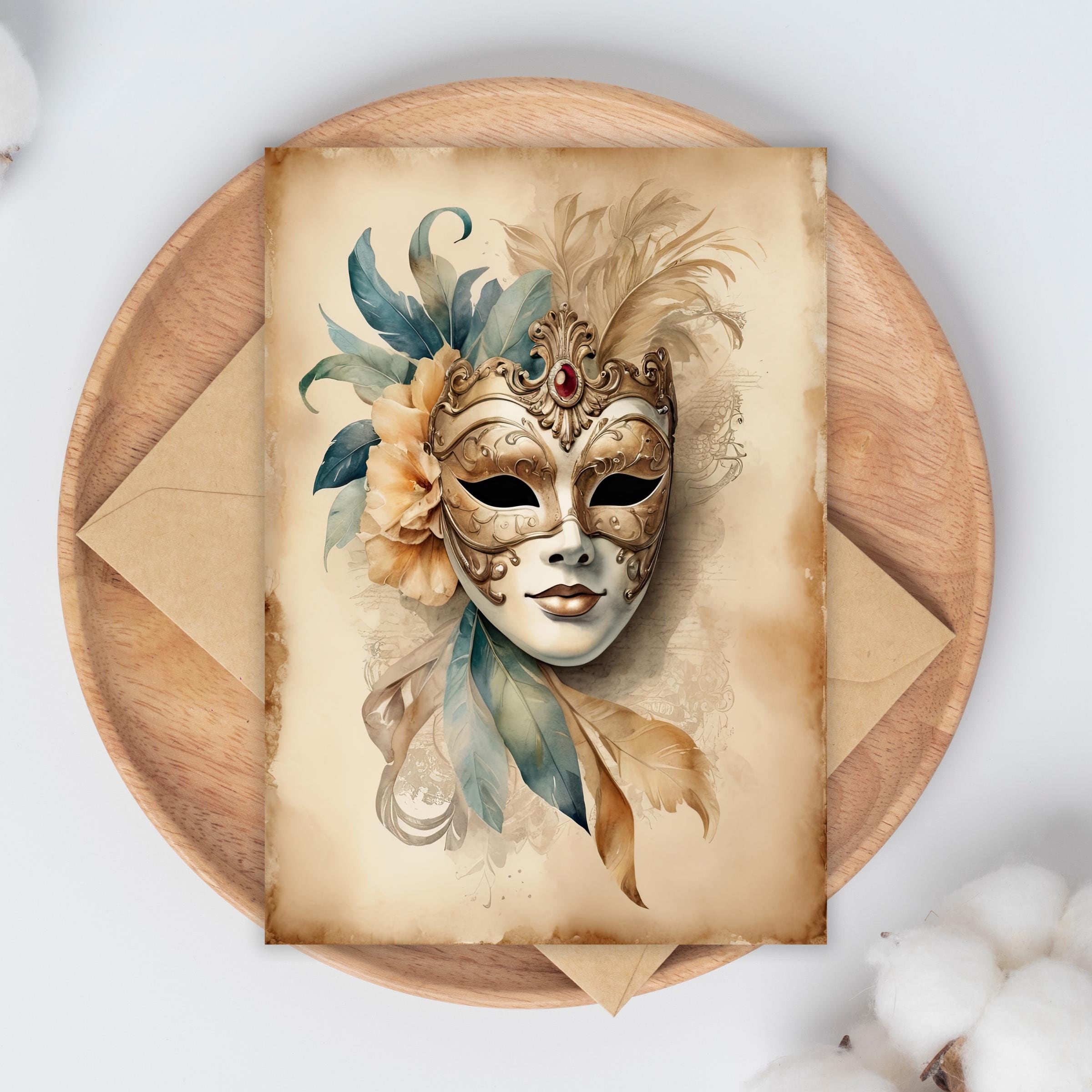 Venetian Carnival Digital Paper Pack, Masquerade Mask Scrapbook Pages ...