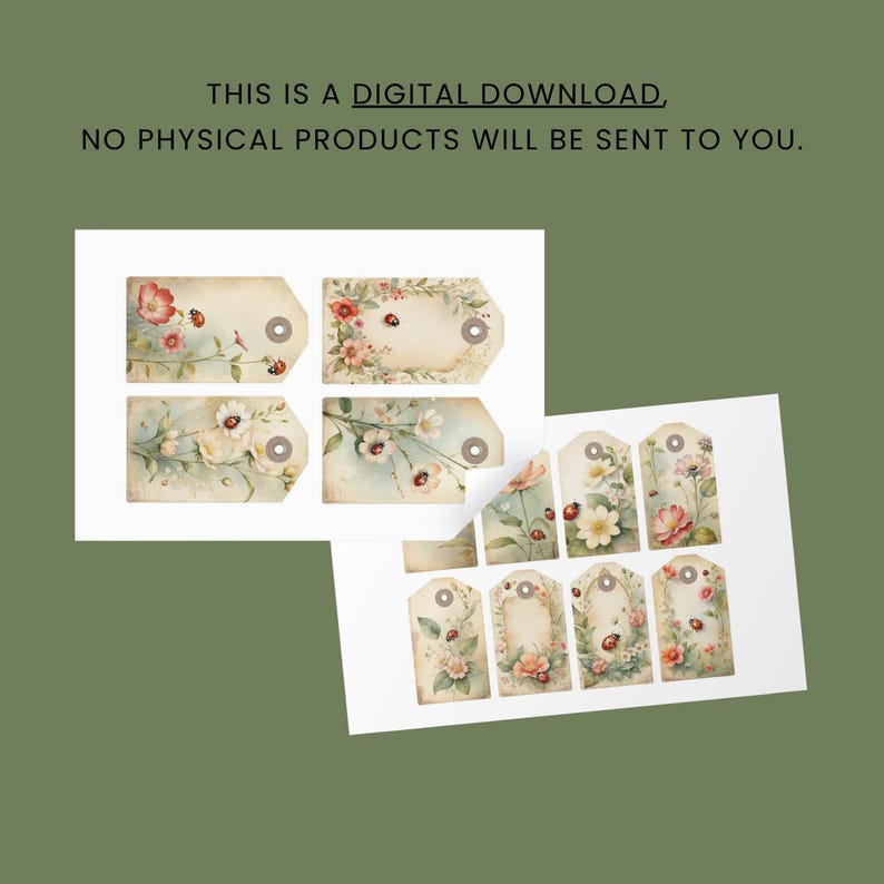 Printable Lady Bug Tags, Instant Download Insect Graphics, Scrapbooking ...