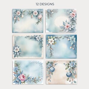 Romantic Winter Floral Digital Papers Set, Instant Download Junk ...