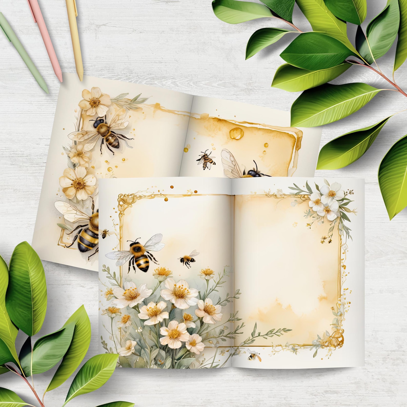 Honey Bee Digital Papers for Scrapbooking, Junk Journal Pages ...